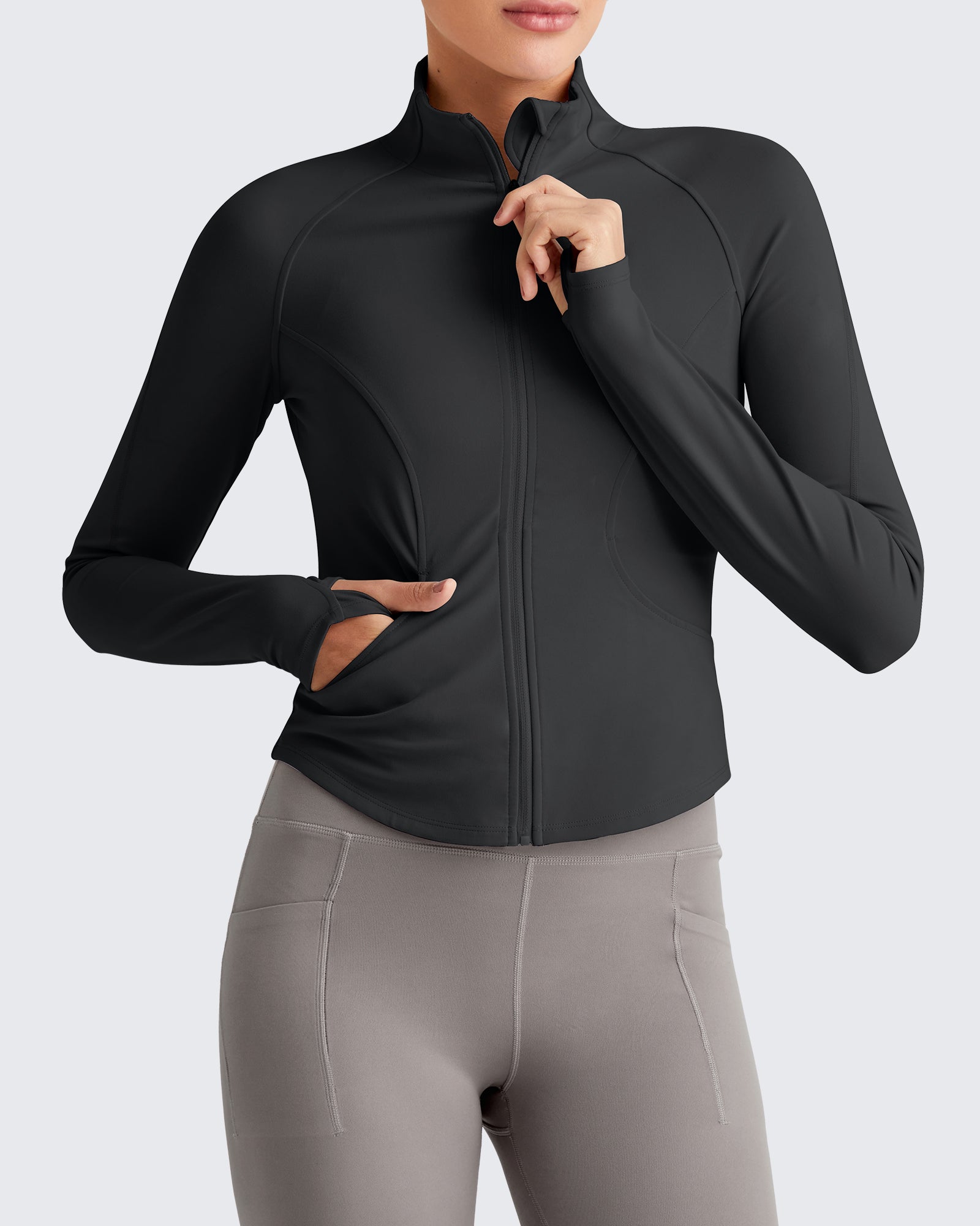 Women's Cropped Athletic Jacket with Thumb Holes – G4Free