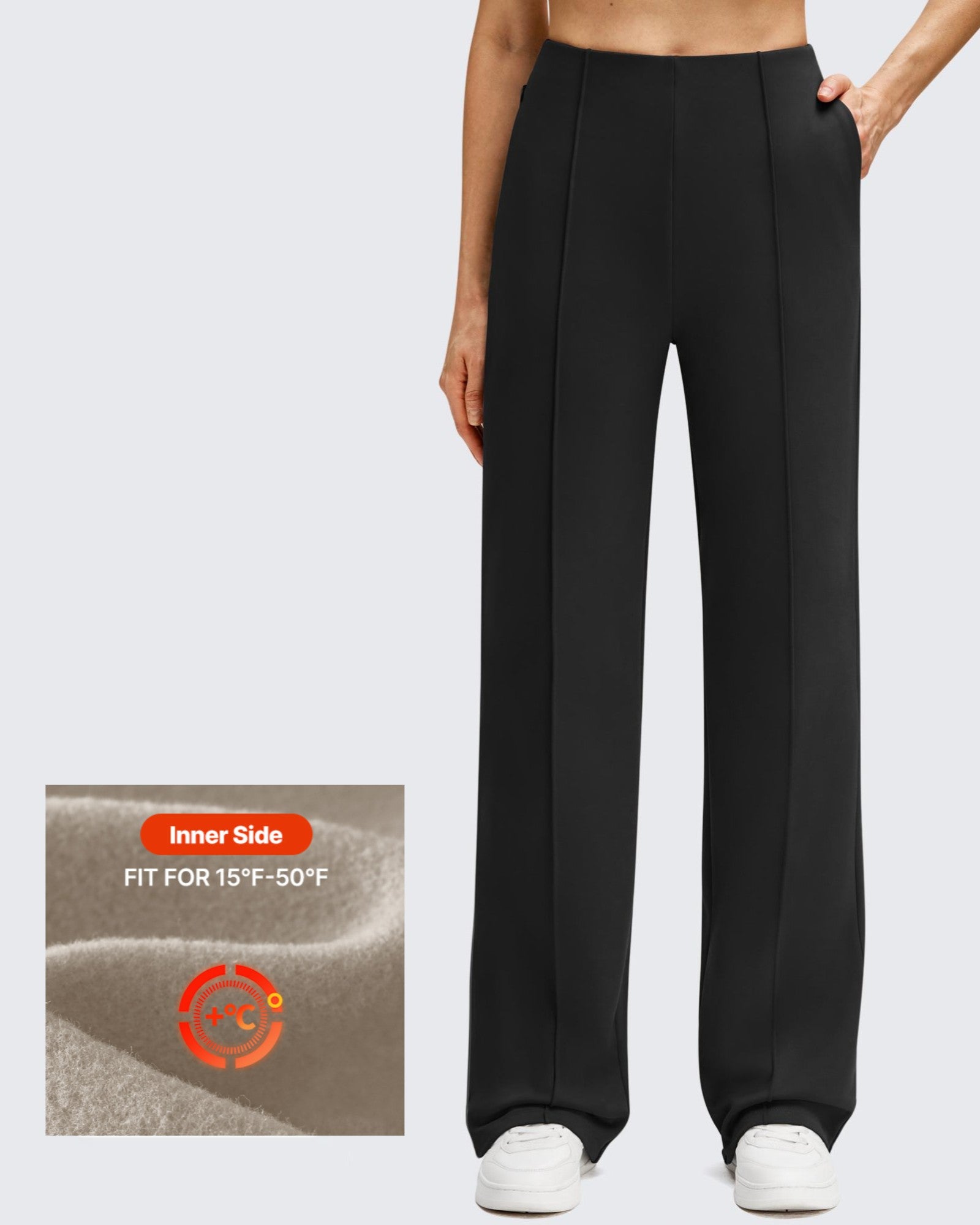 Women's Fleece Lined Work Pants – G4Free Warm Wide Leg Pleats