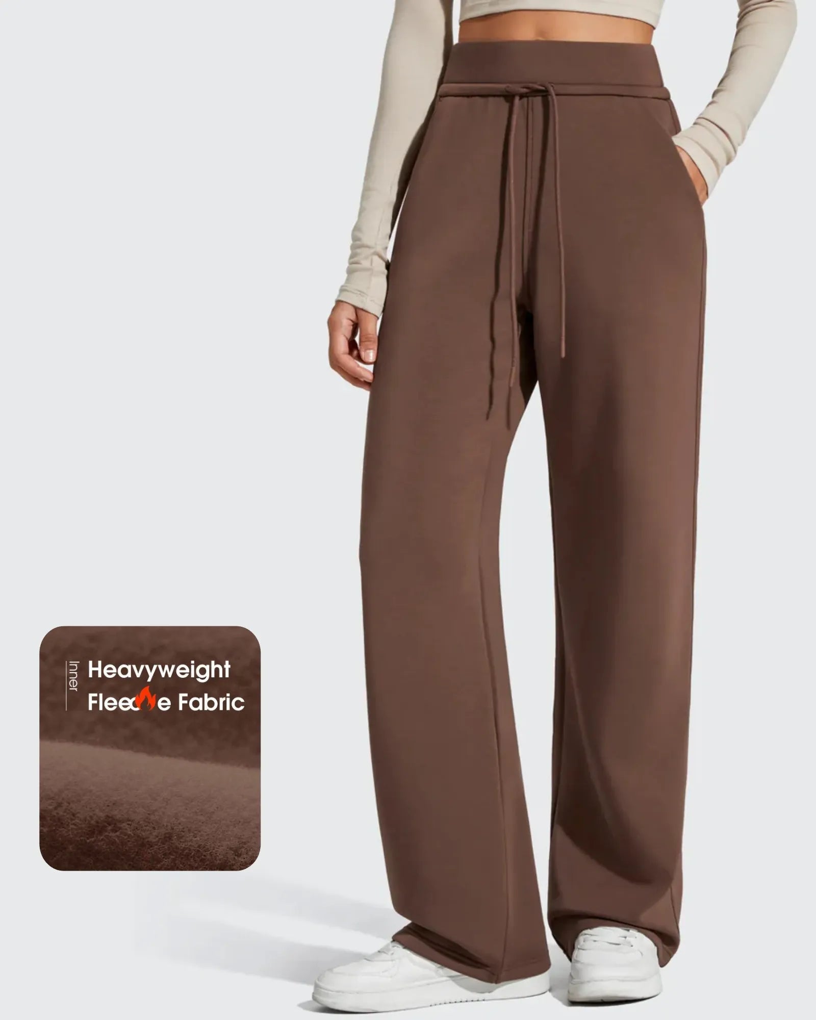 Smoofit Elastic Drawstring Fleece Lined Wide Leg Sweatpants – G4Free